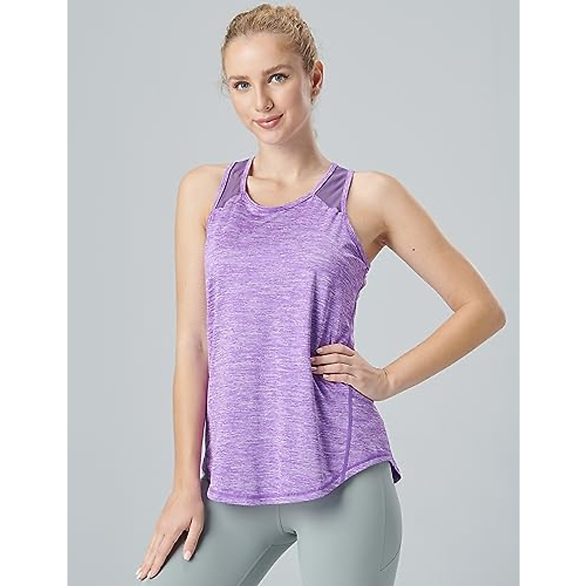 5 Pack Women's Workout Tops, Athletic Racerback Tank Tops for Women, Mesh Sleeveless Shirts Yoga for Gym Running (Set 3, Small)