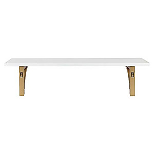 Kate and Laurel Corblynd Traditional Wood Wall Shelf, 36 inches, White with Gold Corbels