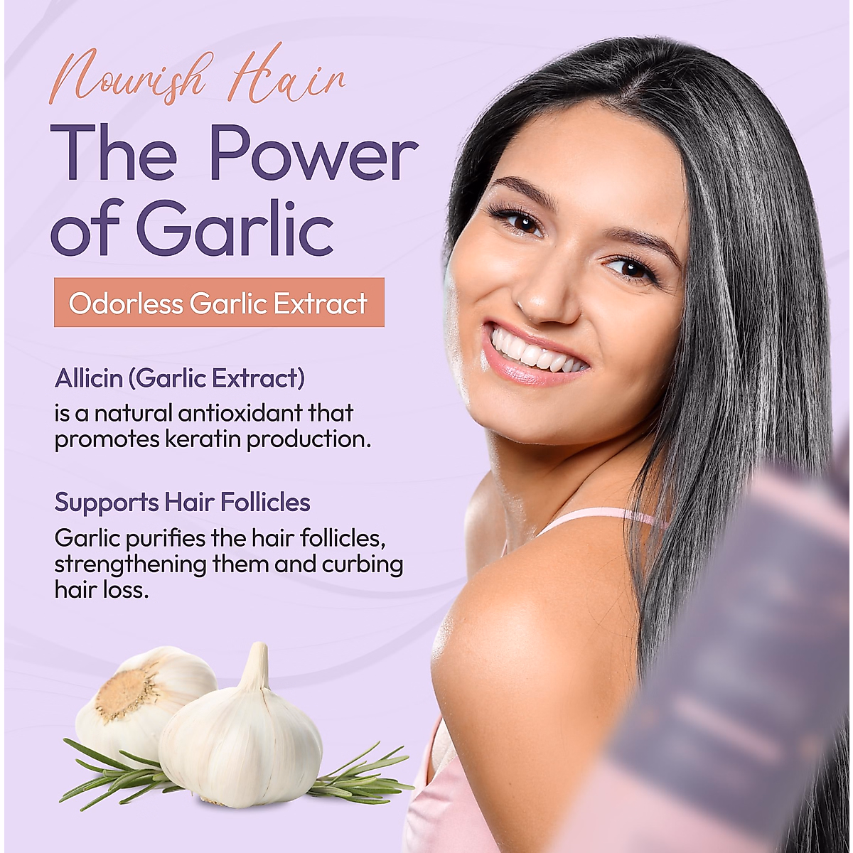 Nora Ross Garlic Shampoo with Chamomile Scent for Normal to Dry Hair, Thickening & Volumizing Formula, All Natural Care against Excess Hair Loss - 32 Oz