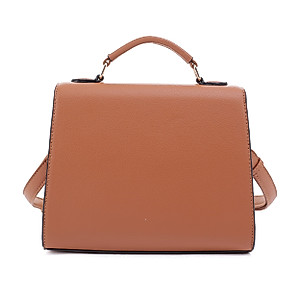 EVVE Women's Top Handle Satchel with Detachable Strap Small Pebbled Leather Crossbody Bag_TAN