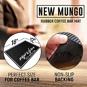 New Mungo Coffee Bar Mat - Coffee Bar Accessories for Coffee Station, Coffee Accessories, Coffee Bar Decor, Coffee Decor - Rise & Shine It's Coffee Time Coffee Mat - Rubber Bar Mats - 18”x12”