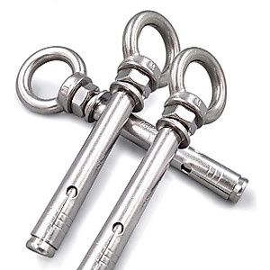 Amycheer Ring Lifting Expansion Eyebolt Screw Bolt 304 Stainless Steel Closed Hook Anchor Eye Bolt Wall Concrete Expansion Screws Bolts M6x80mm 5 Pack