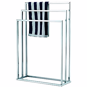 Freestanding Towel Rack, 3 Tier Metal Towel Bar Stand, Silver-Tone Chrome Plated by Madison Home Products