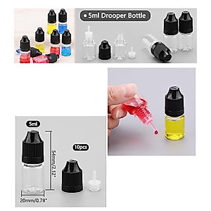 Newzoll 5 ml Empty Plastic Dropper Clear Bottles Liquid Childproof 10PCS Black Cap