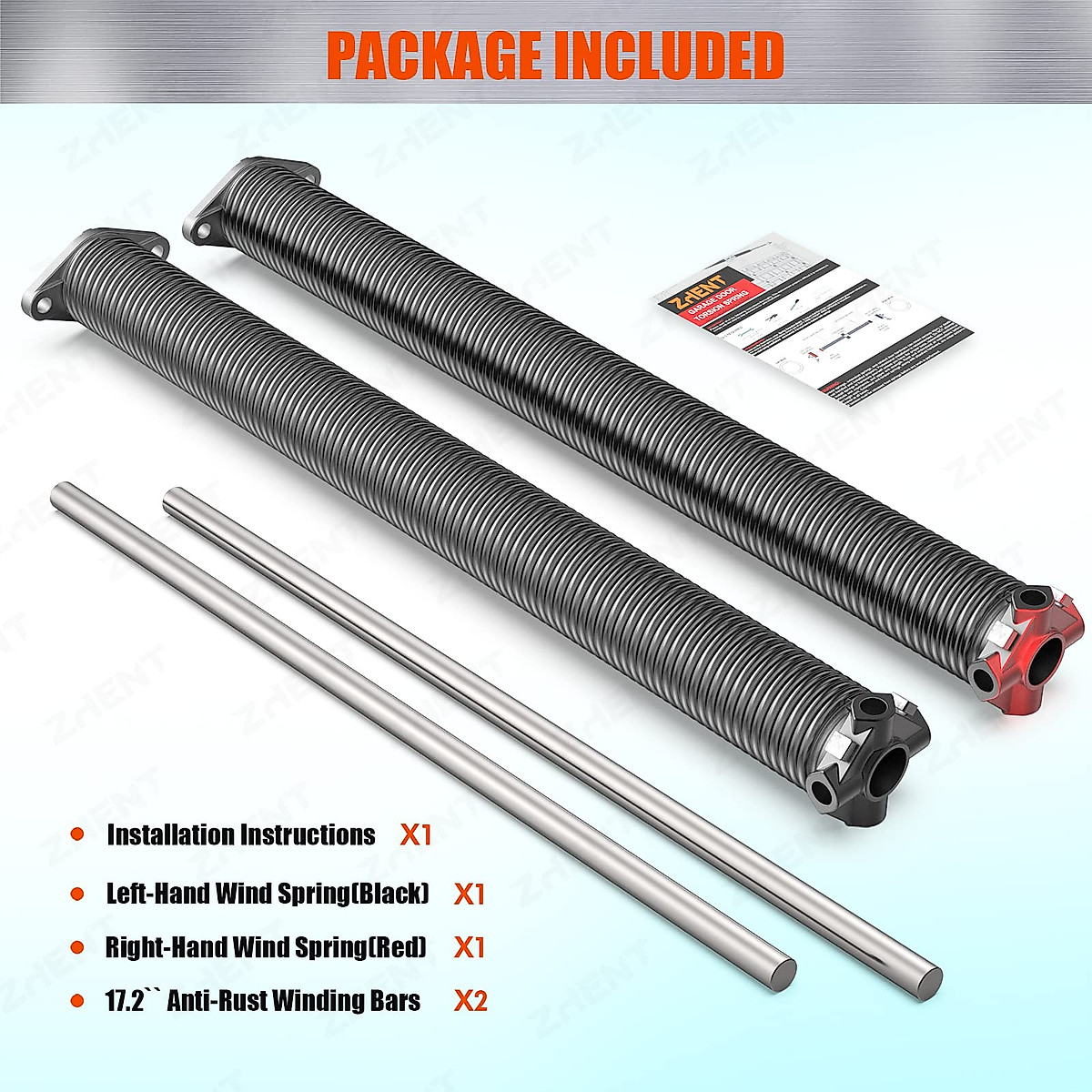 Garage Door Torsion Springs 1.75’’(Pair) with Non-Slip Winding Bars, Coated Torsion Springs with a Minimum of 18,000 Cycles (0.250X1.75''X35'')