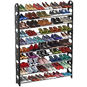 GPCT Stackable 50 Pair Shoe Rack (Up to 10 Stack-able Shelves, Adjustable for Different Shoe Sizes, Free Up Closet or Floor Space)