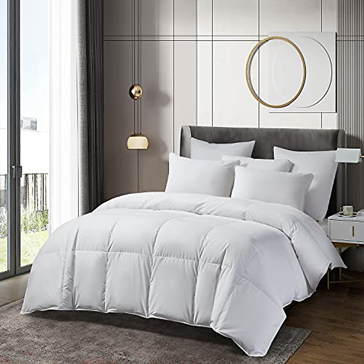 Beautyrest Tencel/Cotton Blend White Down Comforter Twin Size - Light Warmth 650 Fill Power Down Duvet Insert Made in USA