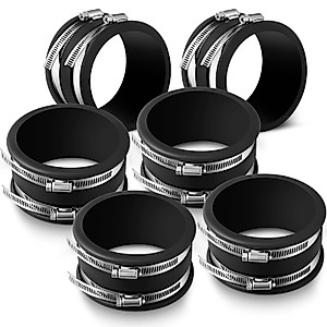 Minatee Dust Control Flex Cuffs with Stainless Steel Hose Clamps, Flexible PVC Coupling for Plastic and Copper Plumbing Connections, Connector Ports Dust Collection Fittings(4 Inch, 6 Pcs)