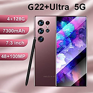 ExAchat G22+ Ultra 5G Smartphone - Unlocked Cell Phone - Sleek Design with Built-in Computer, Qualcomm 888 Chip, 7.3-inch HD+ Screen, Face Recognition, and Powerful Cameras (Rose Gold)