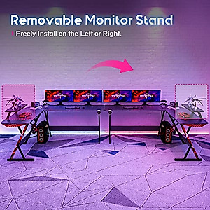 MOTPK L Shaped Gaming Desk 66 Inch, Gaming Computer Desk L Shape with Carbon Fiber Surface, Gamer Desk Gaming Table with Monitor Shelf, Cup Holder & Headphone Hook, Black