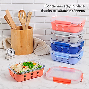 ECOBERI Glass Storage Containers with Lids, 5 Piece Set, 4.5 Cup, Meal Prep, Food Storage, Airtight, Leak-Proof, Safe for Microwave, Freezer, Oven, and Dishwasher