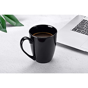 MIWARE 13 Ounce Porcelain Mugs, Set of 6, Tea and Coffee Mug Set, Black (BLack, 13OZ)