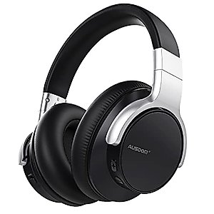 AUSDOM E7 Noise Cancelling Headphones: Wireless Bluetooth Over Ear ANC Headphones with Microphone, 50H Playtime, Hi-Fi Sound, Deep Bass, Comfortable Earpads for Travel Work Home Office