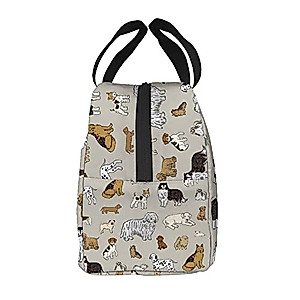 Gbuzozie Cute Dogs Animals Insulated Lunch Bag Leak Proof Tote Lunch Box With Zipper For Women Men Picnic Office
