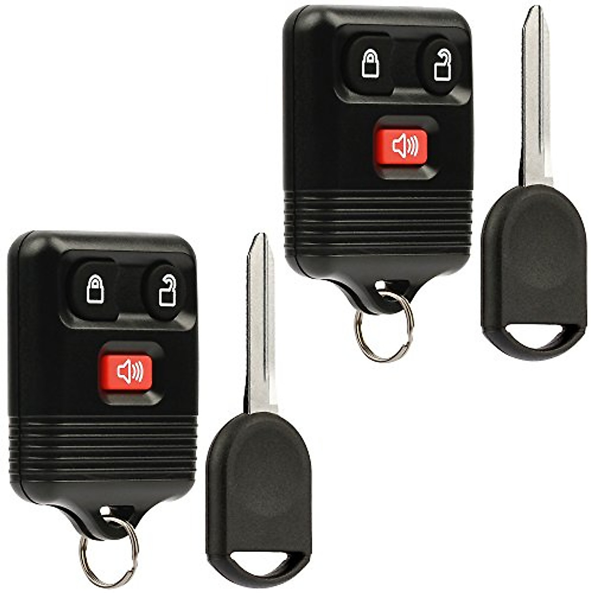 Car Key Fob Keyless Entry Remote fits Ford, Lincoln, Mercury, Mazda with Ignition Key (CWTWB1U331 GQ43VT11T CWTWB1U345 3-btn), Set of 2