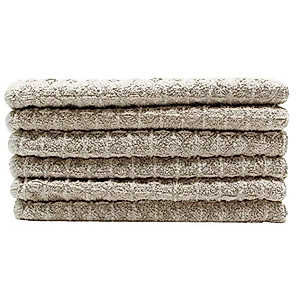 VeraSong Microfiber Kitchen Cleaning Cloth Thick Dish Rags Waffle Weave Washcloths Dish Cloths Ultra Absorbent Odor Free 12inch X 12inch 6 Pack Khaki