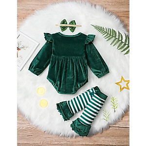 KANGKANG Baby Girl Clothes St Patricks Day My First St. Patricks Day Baby Girl Green Long Sleeve Romper with Leg Warmer 3pcs Baby Girl St. Patricks Day Outfit St Patricks Day Outfit Girls