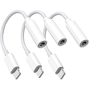 esbeecables Lightning to 3.5 mm Headphone Adapter for iPhone,3Pack [Apple MFi Certified] iPhone Jack Audio Aux Dongle Converter Compatible iPhone14 13 12 11 XS XR X 8 7,All iOS, White