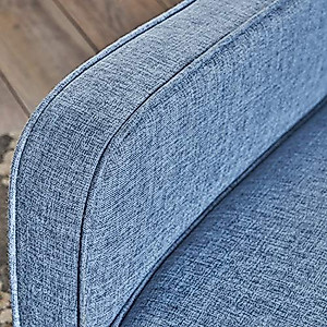 GDFStudio Christopher Knight Home Calliope Buttoned Fabric Reclining Loveseat, Muted Blue / Black