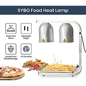Winco ESH-36, 36-Inch Electric Strip Heater, 850W, 7A, Commercial Grade Infrared Food Warmer, ETL,Silver & SYBO DL2112 Commercial Grade Food Heat Lamp Portable Electric Food Warmer 2-Bulb
