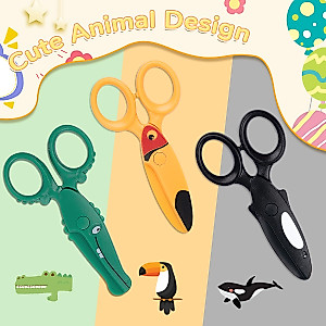 Sopito 3PCS Children Safety Scissors Toddler Craft Scissors Preschool Training for Kids Cutting Paper