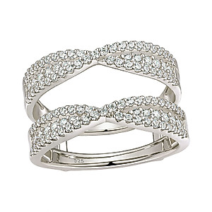 Wuziwen Sterling Silver Cubic Zirconia Infinity Wedding Band Guard Ring Enhancer for Women Size 8