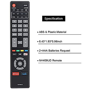 Gvirtue New NH409UD Replacement Remote Control fit for Magnavox LED Smart HDTV TV Sub NH419UD NH400UD NH402UD NH404UD NH405UD NH401UD NH410UP  NH410UD NH416UP NH424UP NH425UD  (1- Pack only)
