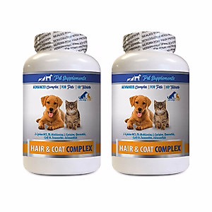 cat Skin and Itch Relief Treats - Pets Hair and Coat Complex - for Dogs and Cats - Advanced Benefits - Itch Relief - cat Vitamins and Supplements Powder - 2 Bottles (120 Tablets)