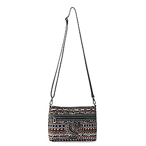 Sakroots Womens Sakroots Campus Mini Crossbody in Canvas, Grey One World, One Size US