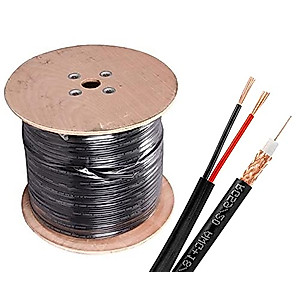 HDView 1000ft UL Listed Certified, 95% Copper Braid, Siamese Coaxial RG59 Cable Wire for CCTV HD (TVI/AHD/CVI/Analog) Security Camera, Combo Video and Power, 1000' ft feet Pull Out Box, Black