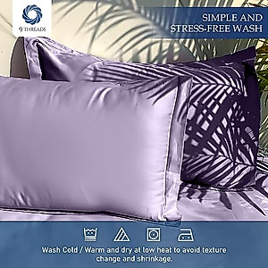 9Threads 400 Thread Count 100% Cotton Sateen Bed Sheets Deep Pocket, Cotton Bedsheets Crisp Cool and Strong Bed Linen (Light Purple, Full)