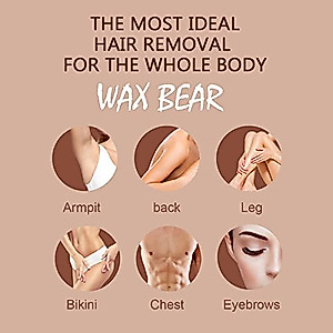 WAX BEAR Self Waxing Kit for Women,Touch Screen Display Wax Machine with 4 bags/17.6oz Hard Wax Beans For Sensitive Skin Hard Wax Kit for Hair Removal