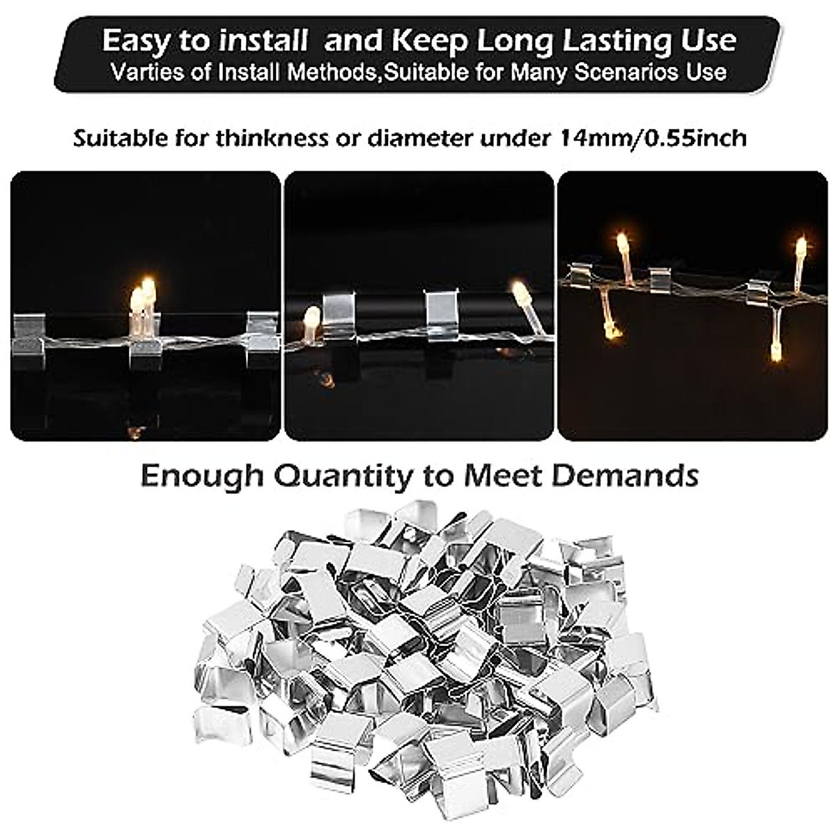 60PCS Metal Christmas Light Gutter Hooks Xmas Lights Hanging Clips Outdoor Seasonal Lighting Hooks Galvanized Holiday Light Clips Gutter Light Hangers Roof Hooks for Outdoor String Patio Lights