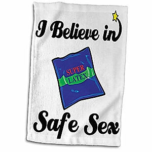 3dRose Dooni Designs I Believe In Designs - I Believe In Safe Sex - Towels (twl-105504-1)