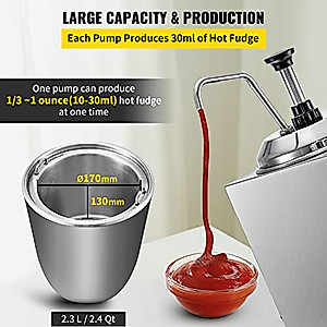 VEVOR Hot Cheese Pump, 2.6Qt Nacho Cheese Warmer with Pump, Stainless Steel Hot Fudge Warmer, 650W Hot Cheese Dispenser for Hot Fudge Cheese Caramel