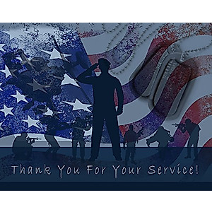 Small World Greetings Blue Thank You For Your Service Cards 24 Count - Blank Inside with White Envelopes - Patriotic - Veteran's Day - Military - A2 Size (5.5" x 4.25")