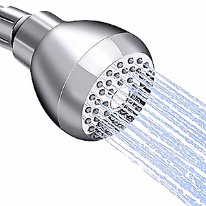 Cobbe High Pressure Shower Head, 3 Inches Anti-Clogging Silicone Nozzles Fixed Showerhead, Adjustable Swivel Brass Ball, Bathroom Rain Shower Heads (Chrome)