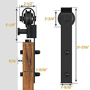 SKYSEN 6FT Sliding barn Door Hardware kit, Barn Door Track, 1/4” Thick Material- Combination Track- Smooth and Quiet- Easy to Install- Black (J Shape-5)