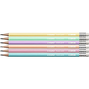 STABILO Graphite Pencil with Eraser Swano Pastel - Pack of 12 - Pink - HB