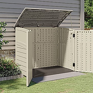 Suncast Horizontal Outdoor Storage Shed for Backyards and Patios 34 Cubic Feet Capacity for Garbage Cans, Tools and Garden Accessories, No Size, Vanilla