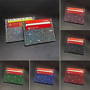 Pomelo Litchi Pitaya Leather Rhinestone Wallets for Women Crystal Bling Slim Small Card Holder Wallet (Multi)