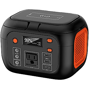 Portable Power Station 97Wh Power Bank 26400mAh Battery Pack Fasting Charging 150W AC Outlet Solar Generators with Wireless Charging Battery Bank LED Flashlight Power Supply for Camping RV Emergency