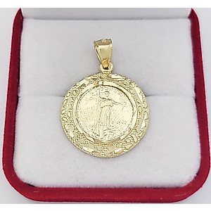 Walking Liberty Coin And Bezel Pendant 10K Yellow Gold