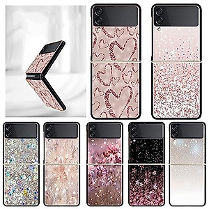 Shiny Pink Cool Case for Samsung Galaxy Z Flip 3 4 5G Black Hard PC Phone Housing Segmented Cover,Z5,for Z flip