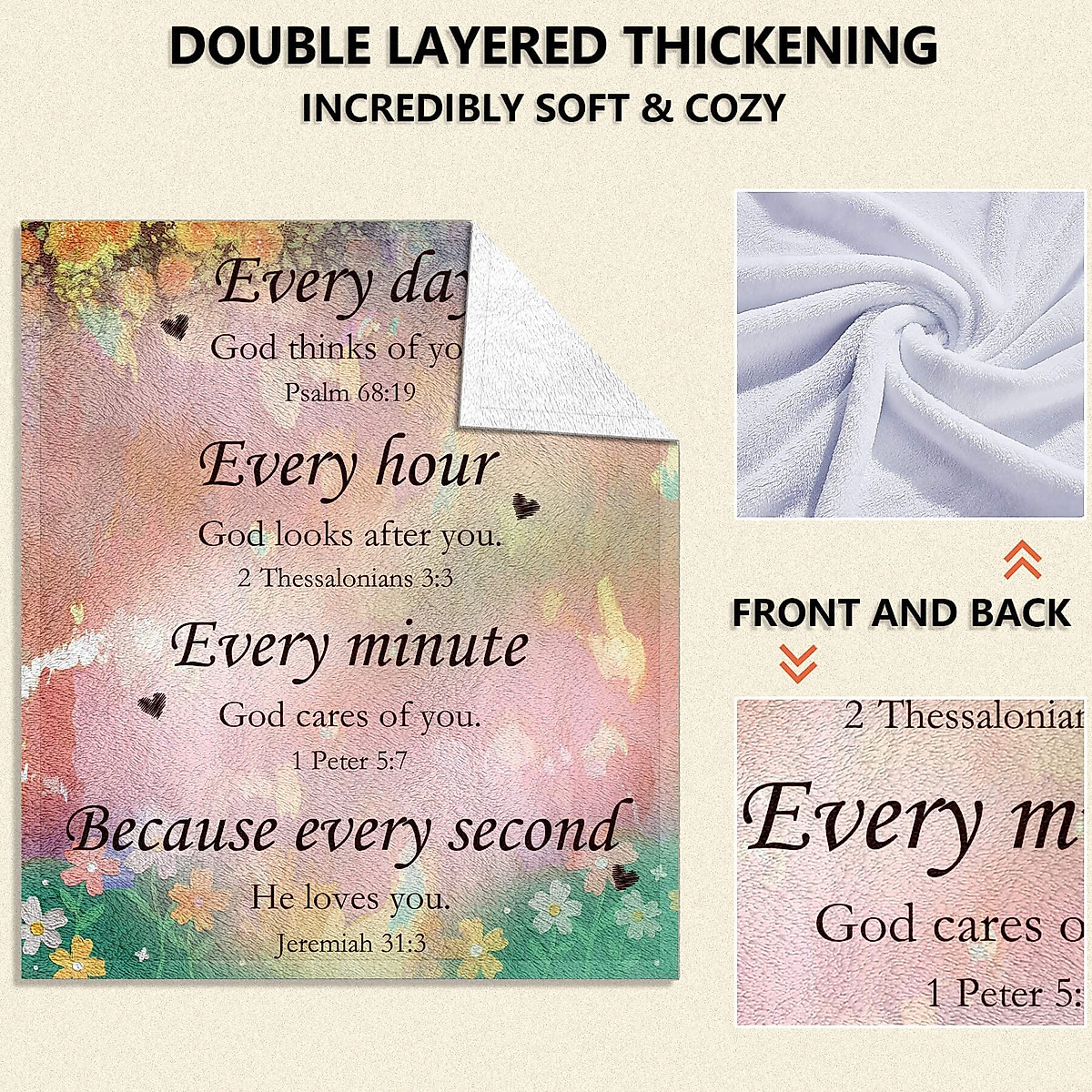 Christian Gifts for Women, Bible Verse Blanket with Inspirational Thoughts and Prayers - Religious Throw Blankets Soft Lightweight Cozy Plush Warm