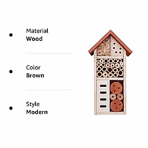 FUNPENY Wooden Insect House, Insect Hotel with Brush for Butterfly, Bees and Ladybugs