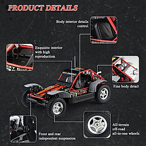 Leopmase RC Rock Crawler, 1:16 Scale Remote Control Car, 4x4 Offroad Crawler Remote Control Truck for Adults 280 Carbon Brush High-Speed Motor, All Terrains Vehicle Kids Age 8-13 Gifts