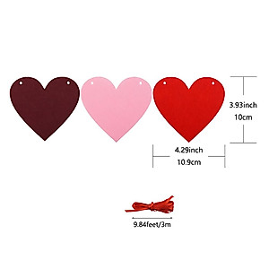 SaktopDeco 4 Pack Felt Heart Garland Heart Banner Valentines Day Banner for Wedding Anniversary Romantic Decorations
