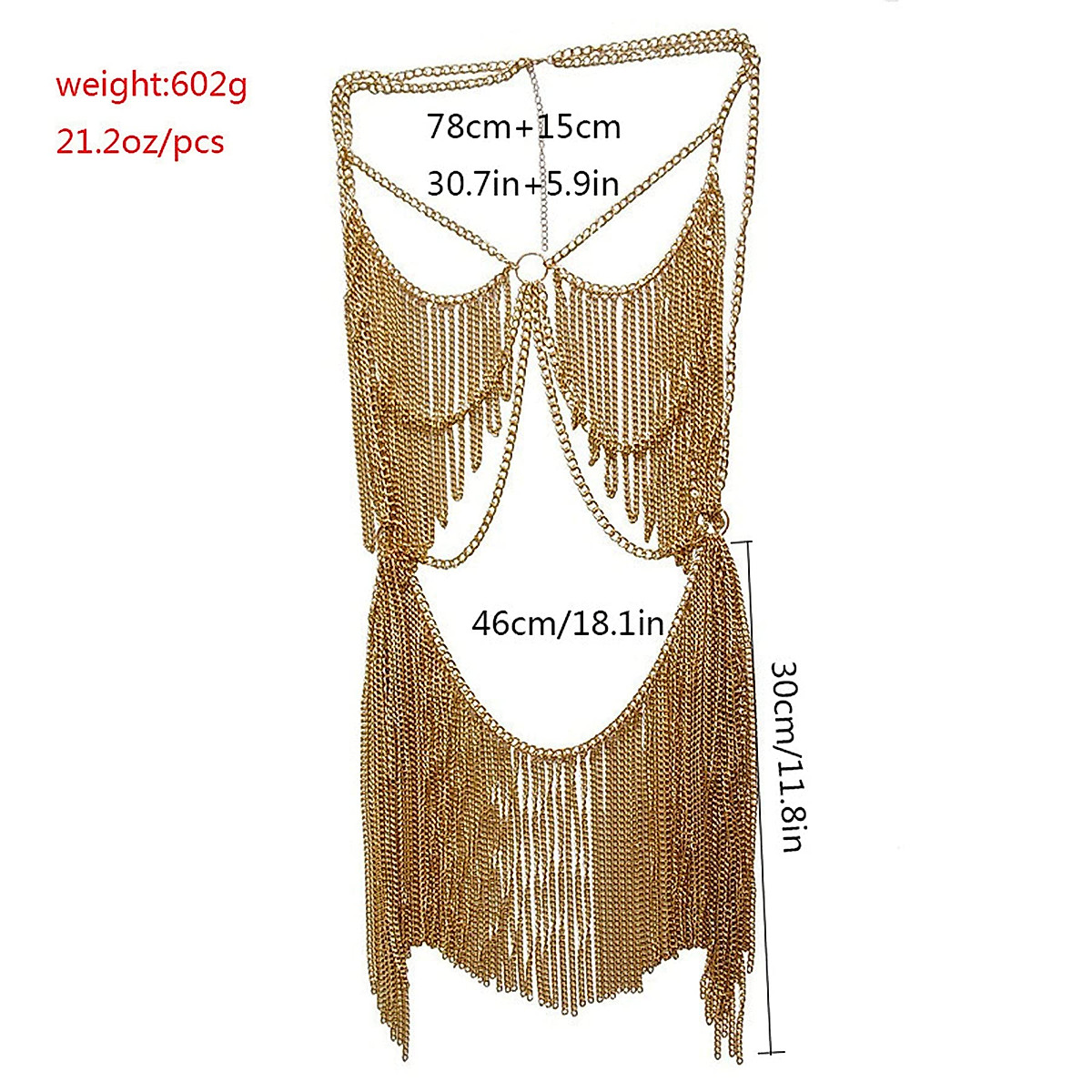 Allison Jennie Women's Sexy Suit Body Chain (010-Gold Colour)