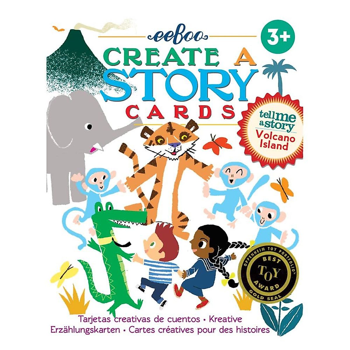 eeBoo: Create a Story Cards, Tell Me a Story, Volcano Island, 36 Cards Included in The Set, Encourages Imagination, Creativity and Story-Telling, for Ages 3 and up